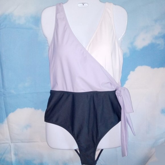 Felnart | Swim | Lavender White Navy Blue Color Block Piece Swimsuit ...